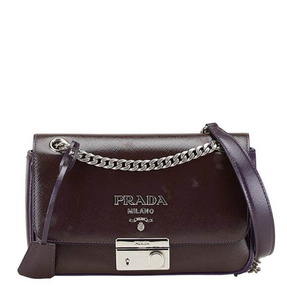 Prada | Bags | Prada Purple Saffiano Shoulder Bag | Poshmark